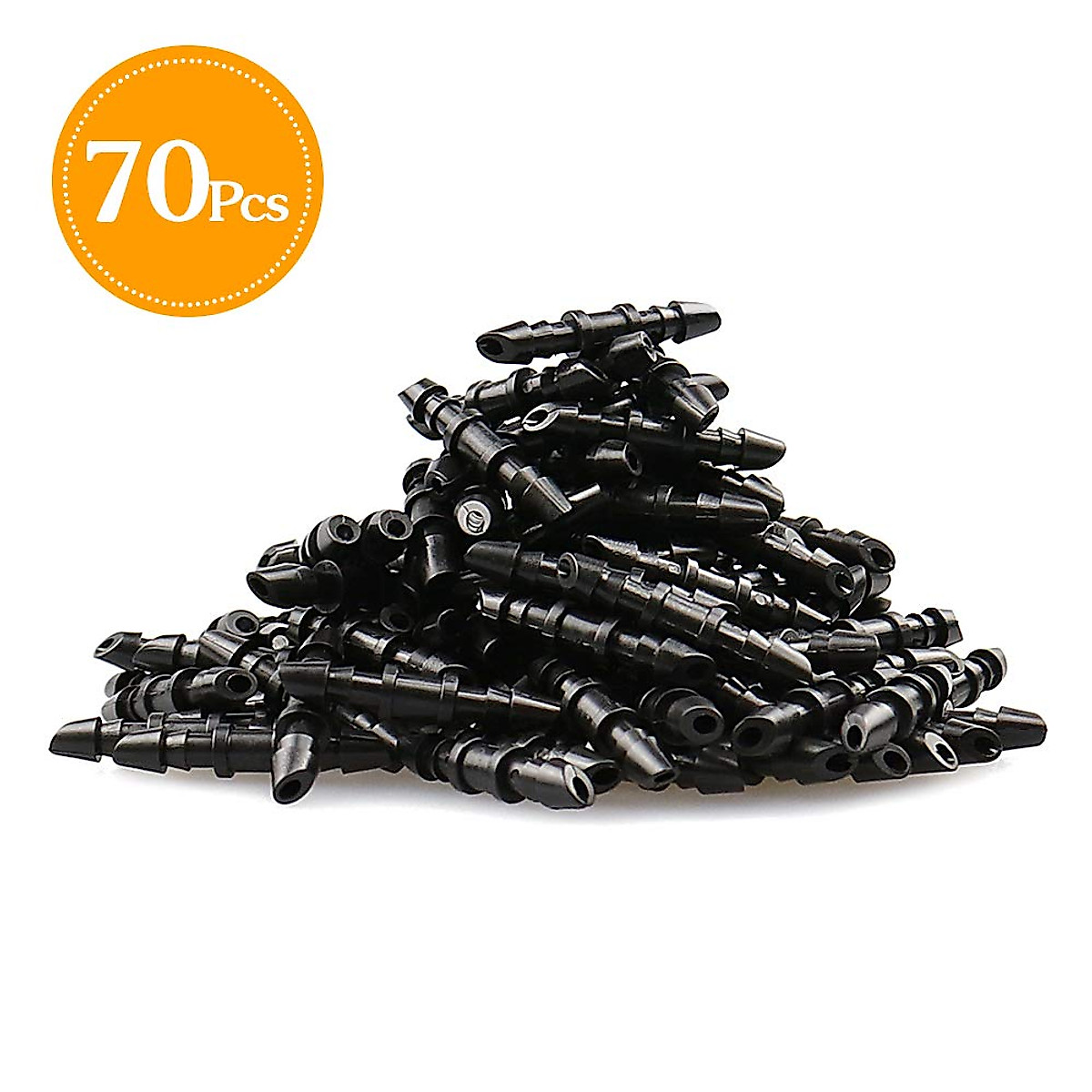 iMopo 70 Pack Drip Irrigation Universal 1/4" Barbed Coupling Fitting, Barbed Connectors for 1/4" Drip Tubing