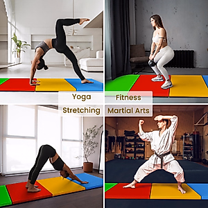 Signature Fitness All-Purpose 4'x10'x2" Extra Thick High Density Anti-Tear Gymnastics Gym Folding Exercise Aerobics Mats, Multiple