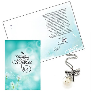 Smiling Wisdom - A Dandelion Wish of Joy Greeting Card and Real Seeds Gift Set - Goodbye, Birthday, Retirement, Journey, Graduation - Women - Dragonfly Dandelion Dangle