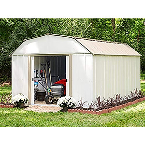 Arrow Shed LX1014 10 x 14 ft. Barn Style Galvanized Taupe/Eggshell Steel Storage Shed