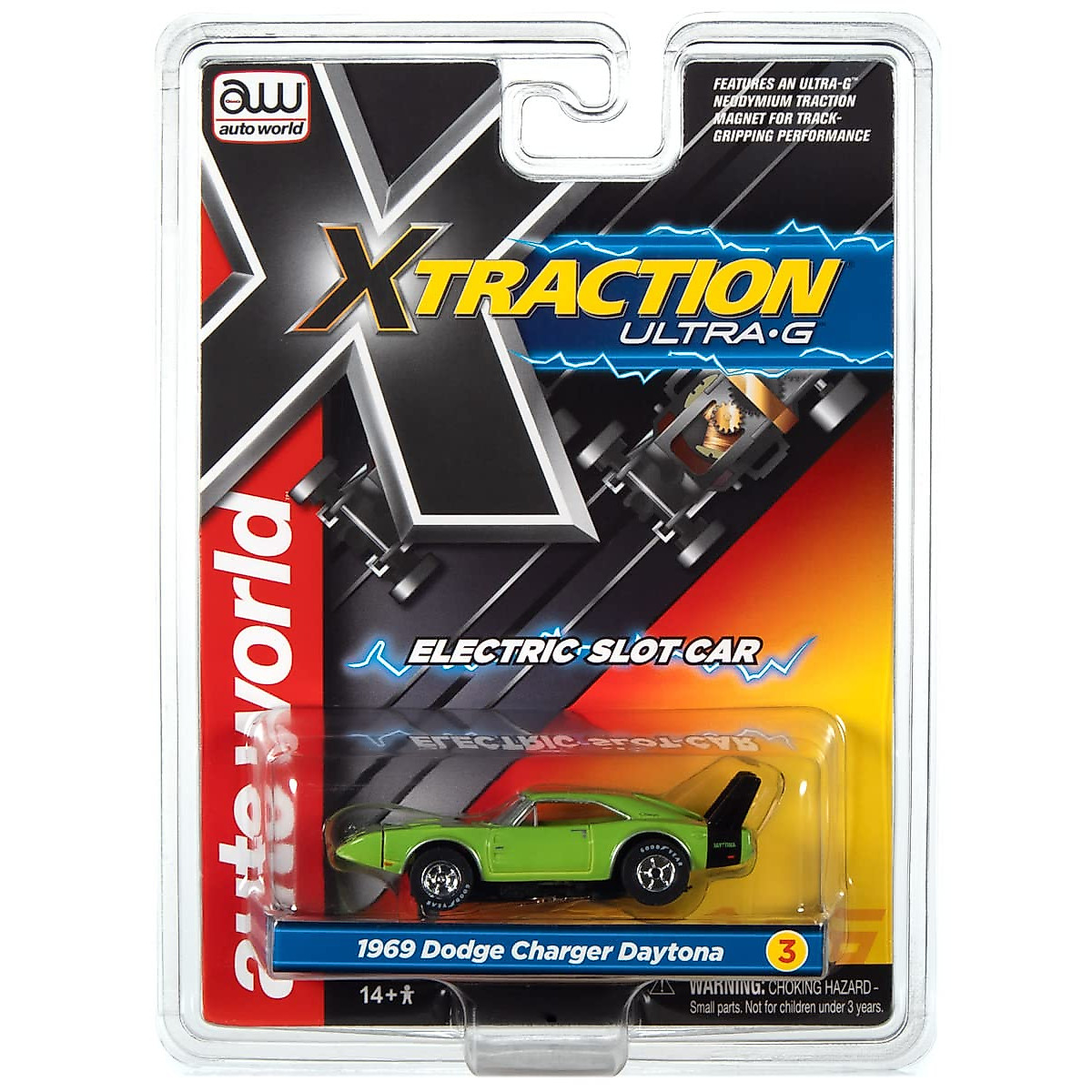 Auto World Xtraction R35 1969 Dodge Daytona Green HO Scale Slot Car