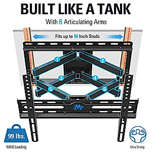 Mounting Dream Full Motion TV Wall Mount and Soundbar Bracket Bundle, TV Bracket for 26-55 Inch TVs, Max VESA 400x400mm and 99 LBS, Sound Bar Mount for Mounting Above or Under TV Up to 15 LBS