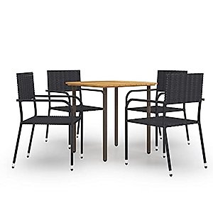 Camerina 5 Piece Patio Dining Set Patio Table and Chairs Set Outdoor Patio Dining Set Outdoor Dining Table Set Poly Rattan Black 3072489