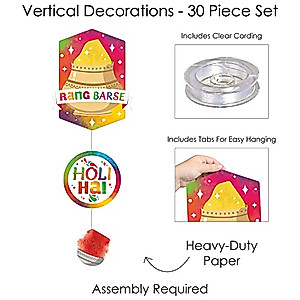 Big Dot of Happiness Holi Hai - Festival of Colors Party DIY Dangler Backdrop - Hanging Vertical Decorations - 30 Pieces