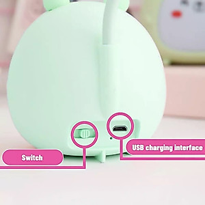 Portable LED Desk Lamp with Night Light Cute Bunny Foldable USB Charge Reading Light for Bedroom Kids Bedside Study (Green)
