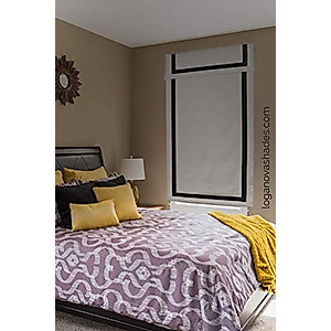 LOGANOVA Faux Linen Roman Shades With Valance For Large & Small Windows, and French Doors. Custom Made. Optional Blackout Lining Blocks 99.9% Of Light. Cordless Motorized Or Chain Mechanism.