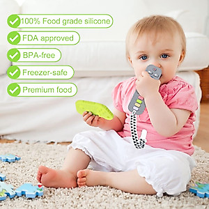 Baby Teether Toys, 2 Pack Teething Toys for Babies, TV Game Remote Control Shape Silicone Sensory Teethers, Infant Chew Toys for Baby Shower Easter Basket Stuffers, BPA Free