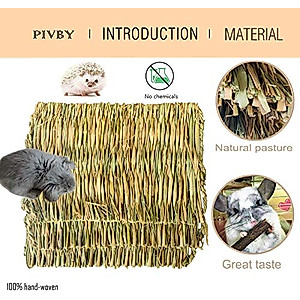 PINVNBY Rabbit Mat for Cages Woven Bunny Grass Bed Nest Chew Toy Bed for Hamsters Parrot Hedgehog Guinea Pig Bunny and Other Small Animals (12 Pack)