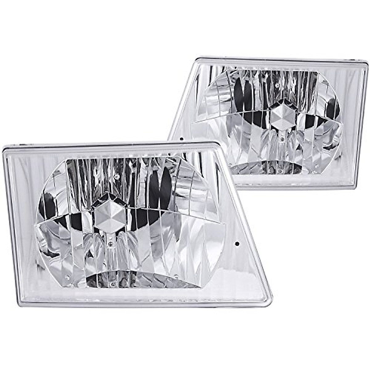 Anzo USA 111026 Crystal Chrome Headlight Assembly Compatible with Ford All E-150 Econoline E-250 E-350 E-450 Super Duty Includes Left Driver and Right Passenger Side Headlamps