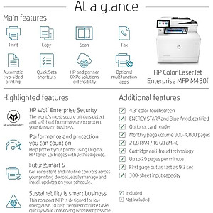HP Color Laserjet Enterprise M480f Multifunction Duplex Printer (Renewed Premium)