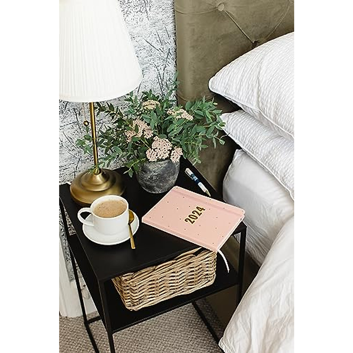 Busy B Perfect Planner Diary January to December 2024 - A5 Pink - Faux Leather Week to View Planner with Stickers & Tear-Out Lists