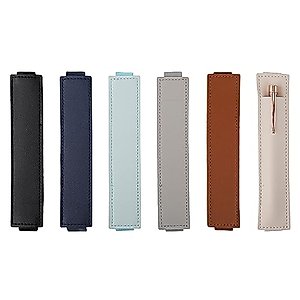 KINBOM 6pcs Elastic Band Pen Holder, PU Leather Pen Sleeve Pouch Journal Pencil Holder Adjustable Elastic Band Pen Holder for Notebook, Planners, Binders and Books (6 Colors)