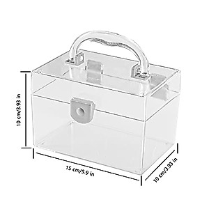 KIRIYUUKI Plastic Square Storage Bin-Cabinet,Plastic Box Gift Box Portable Vanity Organizer with Secure Lid and Handle (1 Clear Box)