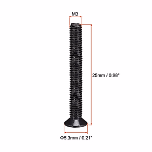 uxcell M3 x 25mm Phillips Screw Fastener Black for Laptop PC TV Fan Switch 50pcs