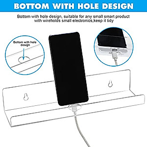 Tuanse 8 Pack Acrylic Floating Shelves 12 Inch Floating Wall Mounted Shelves Clear Invisible Wall Ledge Shelf Acrylic Bookshelf Display Shelves for Room Home Bathroom