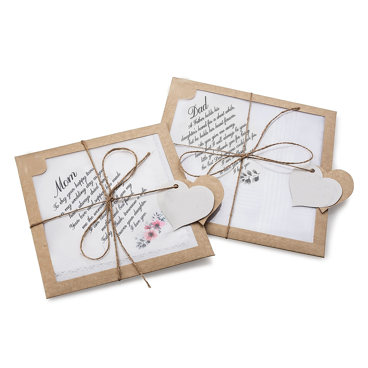 W&F GIFT Mother and Father of The Bride Gifts | Wedding Gift Handkerchief Set For Parents of The Bride from Daughter