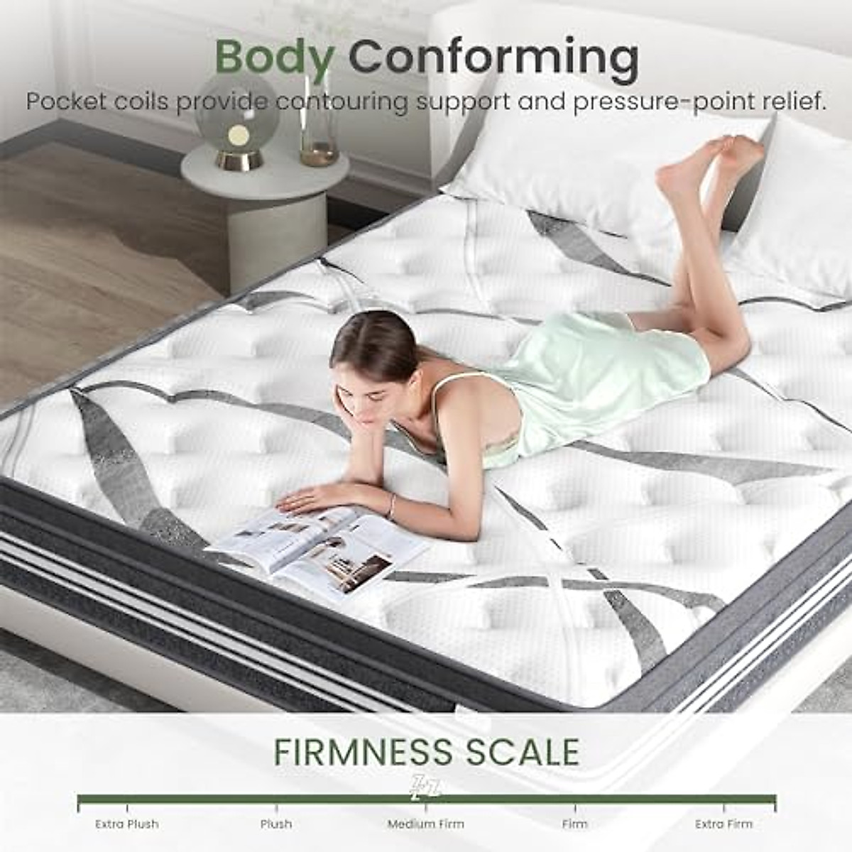 Naiveer King Mattress 10 Inch, Memory Foam Hybrid Mattress, King Size Mattress in A Box, Individually Wrapped Coils, CertiPUR-US Certified, Medium Firm Mattress for Back Pain & Pressure Relieve