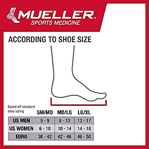MUELLER Sports Medicine Four Way Ankle Support Compression Sleeve for Men and Women, Black/Blue, Medium/Large