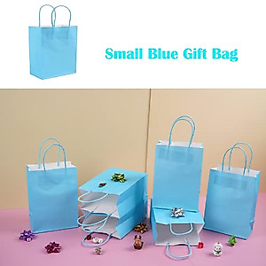 ysmile 12 ct Blue Gift Bag with Handle Favor Bag for Goodie Treat Paper Bag for Birthday Party in Bulk 8.2x5.9x3.1 from