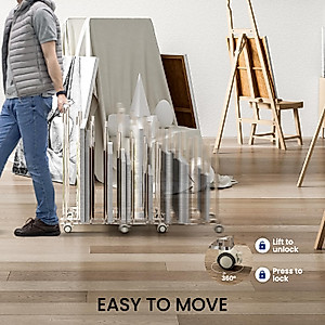 Sumerflos Acrylic Art Storage Rack with Caster Wheels - Clear Canvas Storage Rack for Artwork, Panel, Frame, Drawing Board, Printed Matter, Paper Pad, Backing Plate (13.78" D X 23.03" W X 28.54" H)