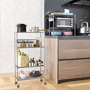 Homdox 6 Tier Wire Shelving Unit on Wheels, Storage Shelves for Garage Kitchen Living Room, Heavy Duty Shelving Rack, 21.26 x 11.42 x 72.05 inch (L x W x H)