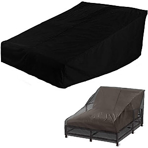 Skyour Weatherproof 2-Person Double Wide Outdoor Patio Rattan Daybed Sofa Recliner Chaise Lounge Protective Dust Furniture Cover 82in 1PCS