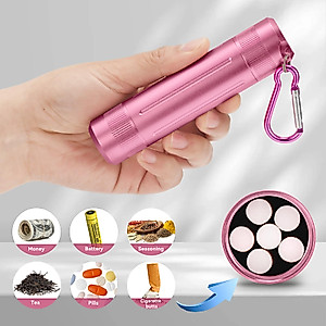 Aufew Smell Proof Airtight Container, Portable Sealed Stash Jar Lightweight Aluminum Travel Storage Tube with Carabiner for Herbs, Spices, Valuables - Pink