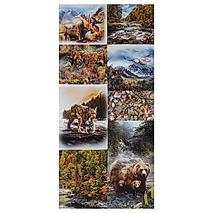 Hoffman Digital Call of The Wild Forest Animal & Landscape 90in Blocks Panel Fall Fabric