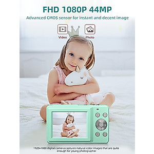 Digital Camera, FHD 1080P, Digital Point and Shoot, 44MP for Vlogging with Anti Shake 16X Zoom, Compact, Small for Kids Boys Girls Teens Students Seniors