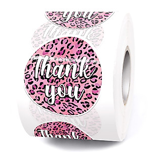 muminglong Cute Pink Leopard Print Thank You Small Business Stickers,Thank You Stickers,Happy Mail Stickers,Handmade Stickers,Small Shop Sticker,Package Stickers for Small Business, 500 PCS