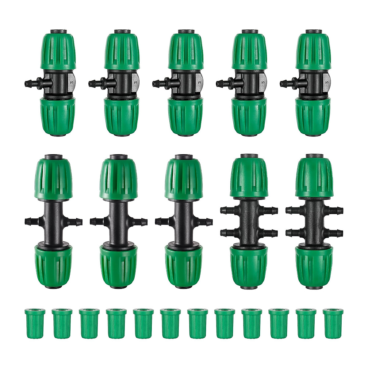 1/2 inch Tubing (1/2" ID x0.6-0.63" OD) 16mm to 1/4 inch Irrigation Tube Anti-Drop Barbed Hose Fittings (Fits 13mm ID / 4mm ID) (1/2 TO 1/4 inch Fittings Kit)