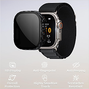 TSOGIA Apple Watch Ultra Privacy Screen Protector & Bumper Case, 49mm, 2 Pack, Carbon Fiber, Anti-Peeping