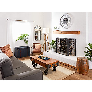 Deco 79 Metal Floral Foldable Mesh Netting 3 Panel Fireplace Screen with 3D Floral on Vines, 56" x 1" x 32", Gold