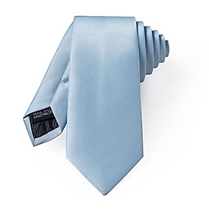 YourTies Mens Ties with Pocket Square Tie Clip Set Solid Satin Sky Blue Skinny Neckties for Men Wedding Party Business