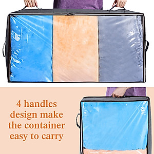 Berlune 10pcs Storage Boxes, 90L Under Bed Storage Containers, Large Clothes Storage Bags with Clear Window, Toy Organizers for Bed, Pillows, Blankets, Pets Supplies