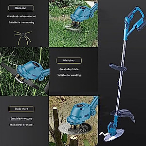 Stringless Weed Trimmer,Electric Weed Lawn Edger Eater Cordless Grass String Trimmer Cutter Tool & 2 24v Battery, Lawn Mower Stringless Trimmer Edger Lawn Tool，Lightweight Portable for Yards