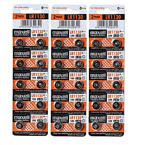 Maxell Watch Battery Button Cell LR1130 AG10 Pack of 30 Batteries New Hologram Package
