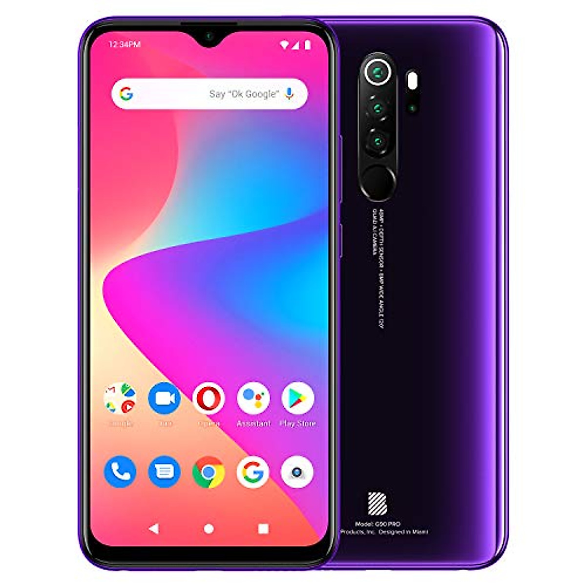 BLU G90 Pro | 2021 | 3-Day Battery | Unlocked | 6.5” Full HD+ Display | 128GB | 48 MP Quad Camera | US Version | US Warranty| Purple Haze