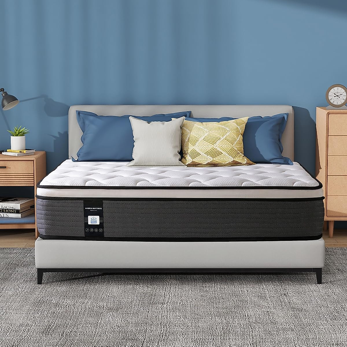 10 Inch King Mattress, Memory Foam Hybrid Mattress, Motion Isolation Pocket Spring Mattress in a Box, Medium Firm for Pressure Relief, Breathable Pillow Top, CertiPUR-US Certified