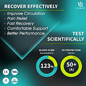 Vital Salveo Recovery Compression Sports Full Leg Sleeve Thigh Calf Long Knee Support Basketball Dark Grey (1 Pair) Medium