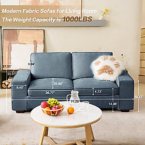 COOSLEEP Modern Sofas Couches for Living Room, Loveseat Sofas & couches with Removable Sofa Cushion and Detachable Sofa Cover, Solid Wood Frame and Serpentine Spring,Easy to Install (Blue)