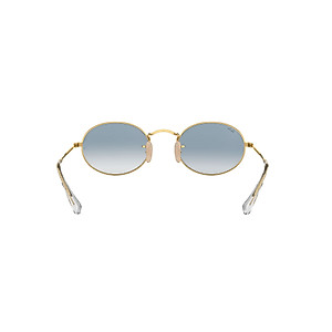 Ray-Ban RB3547N Oval Flat Lens Sunglasses, Gold/Clear Gradient Blue, 51 mm