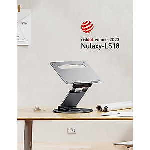 Nulaxy Telescopic 360 Rotating Laptop Stand for Desk Adjustable Height Swivel Pull Out Design Ergonomic Laptop Riser Fits All MacBook, Laptops - LS18
