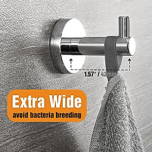 HITSLAM Chrome Towel Hooks for Bathroom Wall Mounted, Polished Chrome Wall Mount Hooks Heavy Duty Premium SUS 304 Stainless Steel Rustproof 2 Pack