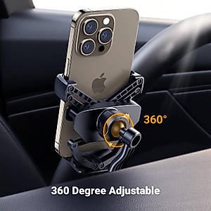 UGREEN Car Phone Holder Vent Phone Mount, Never Blocking Air Vent Clip Cell Phone Holder Compatible with iPhone 15 14 13 12 Pro Max Mini Plus, iPhone 11 SE XS XR 8 7 6 6S Smartphone, Black