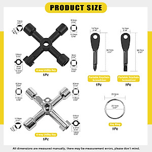 Mardatt 13 Pcs Utility Keys Kit Plumbers Key Tool Set 4 Way Service Cross Key, Triangle Cabinet Spanner Key, Water Tap Faucet Keys, Socket Keys for for Radiators Gas Electric Meter Boxes