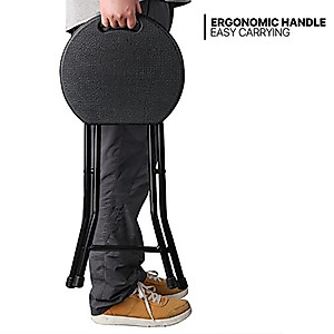 MoNiBloom Set of 6 Portable Folding Stools 18 Inch Lightweight Round Chairs with Handle for Home Garden Dorm or RV, 230 lbs Capacity, Black