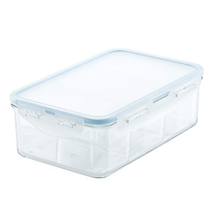 LOCK & LOCK Purely Better Tritan Container/Rectangle Food Storage Bin with Divider, 34 Ounce, Clear