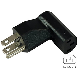Conntek Plug Adapter U.S 3 Prong Plug to IEC 320 C13 Elbow Adapter