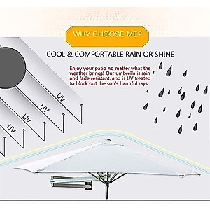 Patio Garden Parasols Umbrella Awnings Portable Parasols Wall-Mounted Aluminium Patio Umbrella - Outdoor Garden Balcony Tilting Sunshade Umbrella (Color : White)